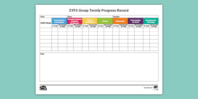 EYFS Group Termly Progress Record (New EYFS 2021)
