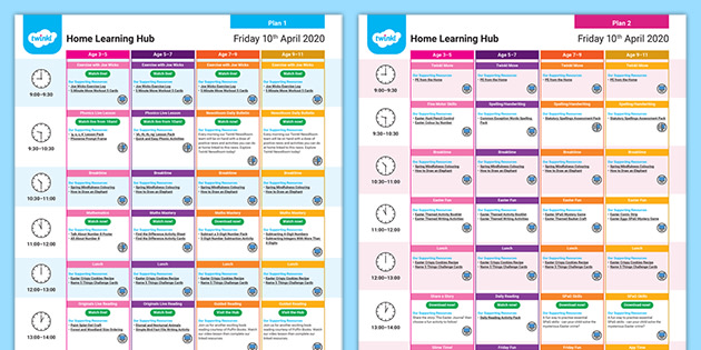 FREE! - Home Learning Hub Daily Plan Friday 10th April