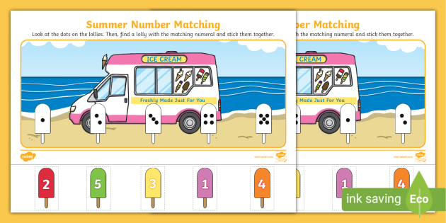 👉 Summer 1-5 Number Matching Activity (teacher made)