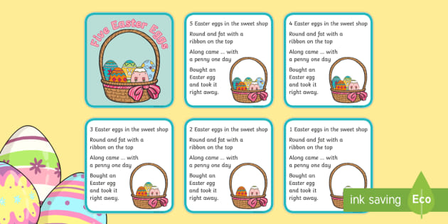 Five Easter Eggs Counting Song Sequencing Cards