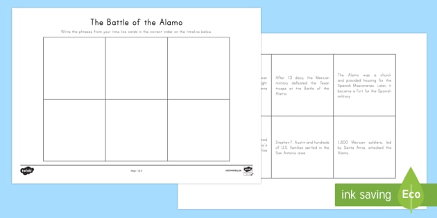 Battle of the Alamo Timeline Worksheet / Worksheets - United States History