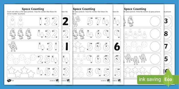 Space Count and Write Activity (teacher made)