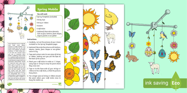 Spring Mobile Decoration - Twinkl - Arts and Crafts Activity