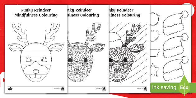 Mindfulness Colouring Funky Reindeer (teacher made)