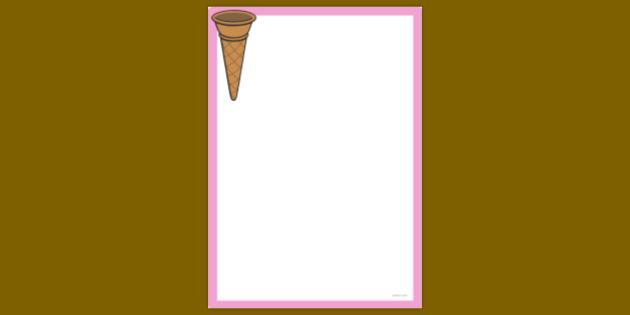 FREE! - Simple Blank Empty Ice Cream Cone Page Border | Page Borders