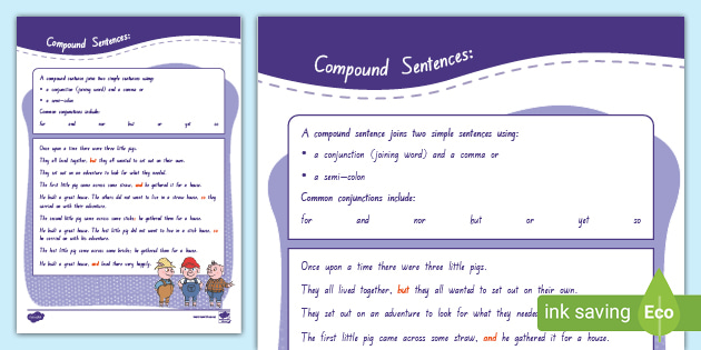 Written Language Features: Compound Sentences Exemplar Text