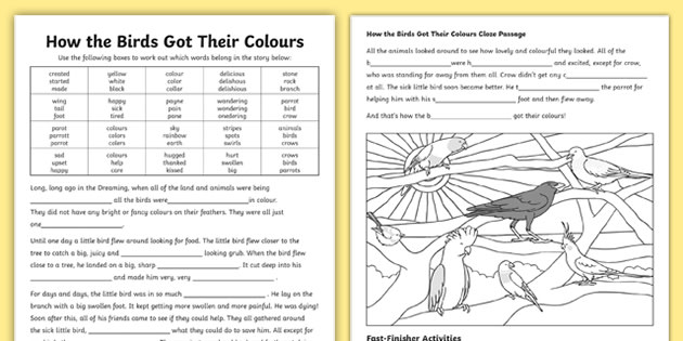 FREE! - Aboriginal Dreamtime How the Birds Got Their Colours Differentiated