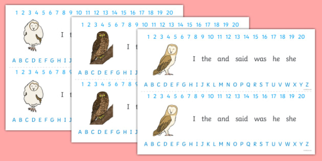 Owl Themed Alphabet Strips (creat de profesori)