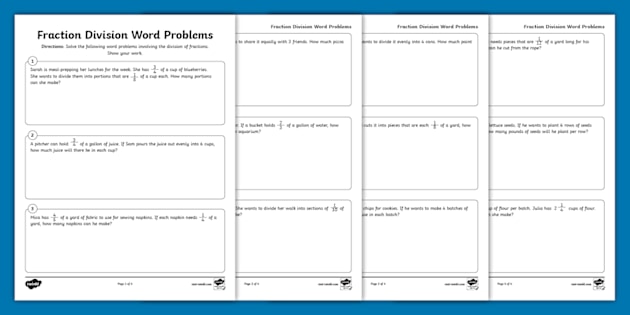 5th Grade Division Worksheets Word Problems 4th Grade Division Word
