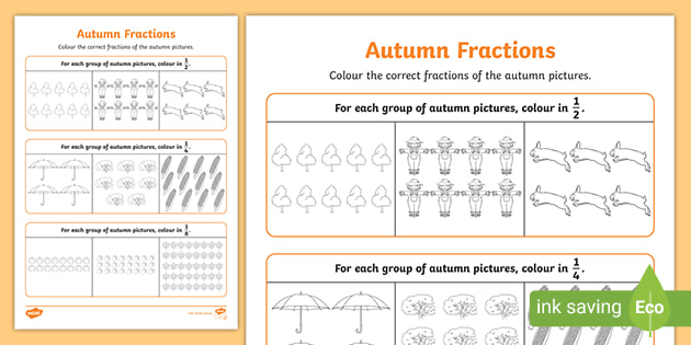 Autumn-Themed Fractions Worksheet (teacher made)
