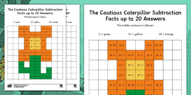 KS1 The Cautious Caterpillar Subtraction Facts up to 20 Maths Mosaic