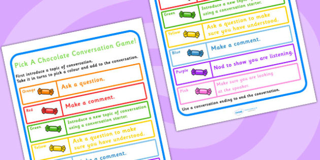 Conversation Practise Pick A Sweet Colour Game