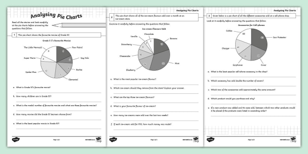 Grade 4 Maths Resources 62 Data Representation Pie Charts Printable