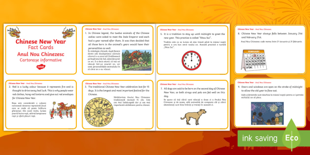 Chinese New Year Display Fact Cards English/Romanian