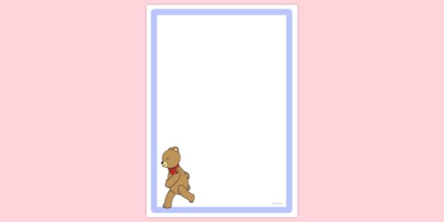 FREE! - Simple Blank Teddy Bear Running Page Border | Page Borders