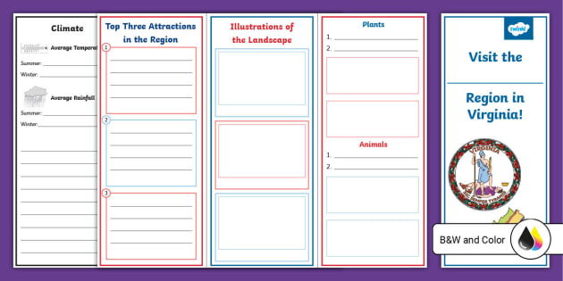 Regions of Virginia Travel Brochure Project (teacher made)