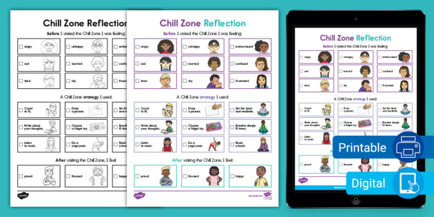 Chill Zone Calming Corner Reflection Activity (teacher made)