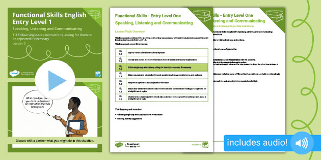 English Functional Skills EL1 Lesson 3: Follow Instructions