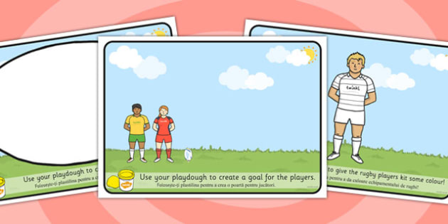 Rugby Playdough Mats Romanian Translation (teacher made)