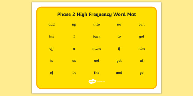 FREE! - Phase 2 High Frequency Word Mat for Visually Impaired