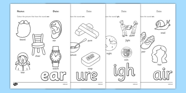 Phase 3 Trigraph Colouring Sheets Pack (teacher made)