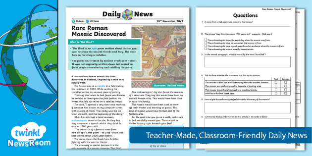 News Story for Kids 9-11: Rare Roman Mosaic Discovered
