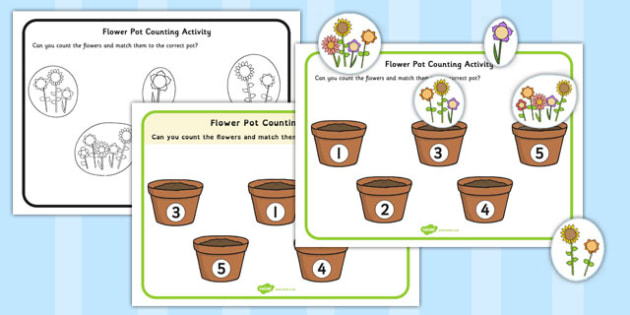 Flower Pot Counting Cut and Stick Activity
