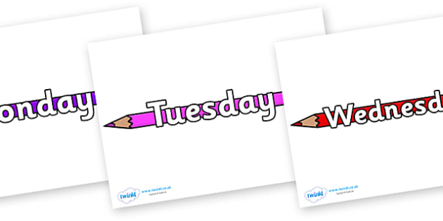 FREE! - Days of the Week on Pencil Crayon (teacher made)