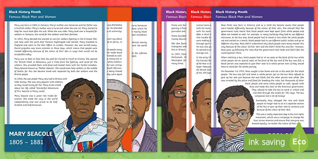 Black History Month Famous Black Men and Women Information Posters