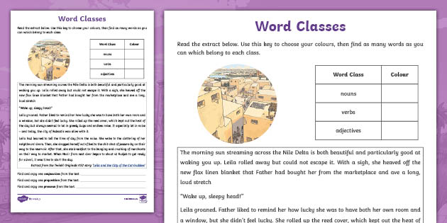 Recognising Word Classes KS2 Activity (Ancient Egypt Story)