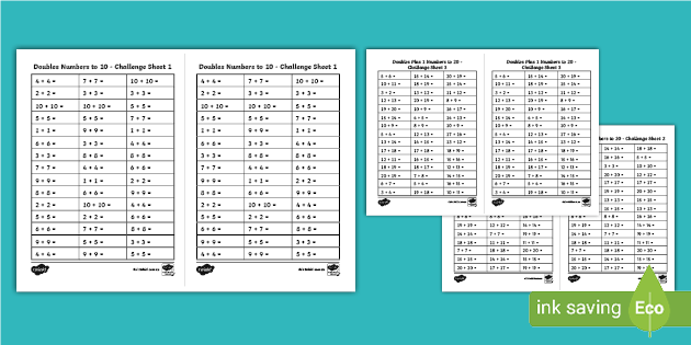 Doubles Numbers to 20 Assessment Sheets | Twinkl