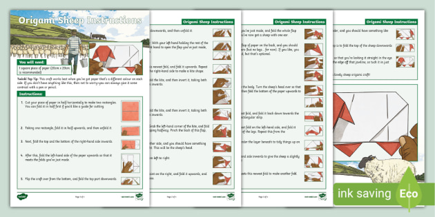 FREE! - Origami Sheep Craft Activity with Instructions