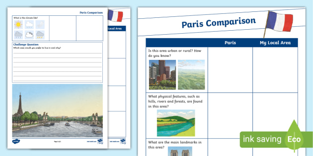 Editable Paris Comparison Sheet - Twinkl - Geography - KS2