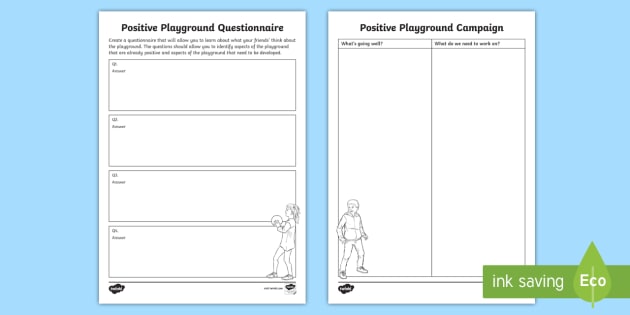 Playground Questionnaire Worksheet / Worksheet