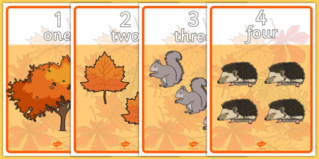 Autumn Number and Word Posters