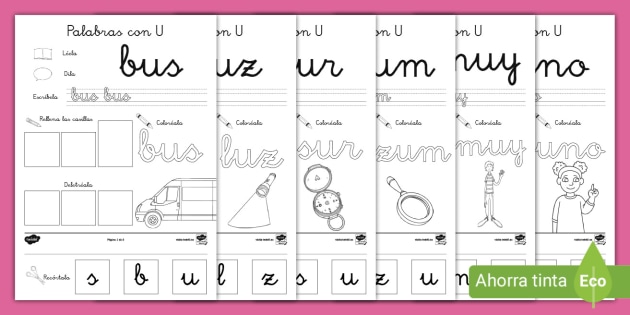 Hojas De Trabajo De Palabras Con La Letra U
