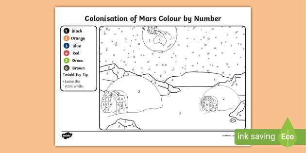 FREE! - Colonisation of Mars Colour by Number Page