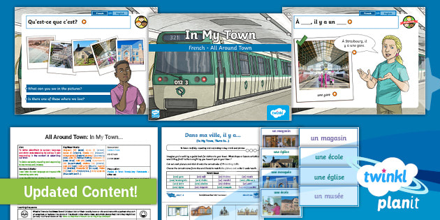 Places in town in French - In My Town Lesson Pack