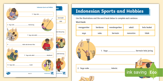 Sports and Hobbies Activity Indonesian (teacher made)