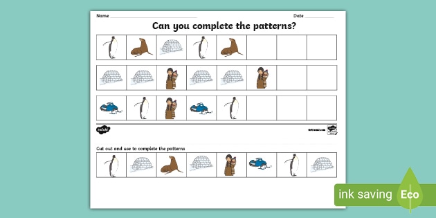 Polar Regions Complete the Pattern Worksheet (teacher made)