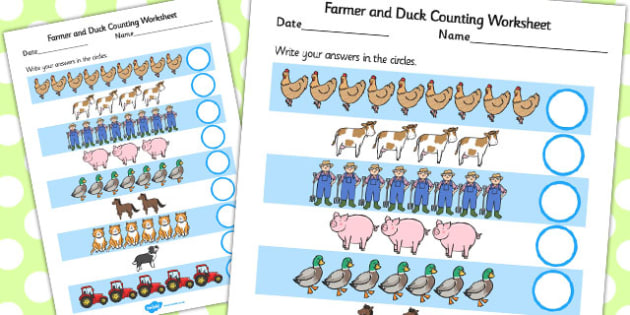Farmer and Duck Counting Sheet (teacher made)