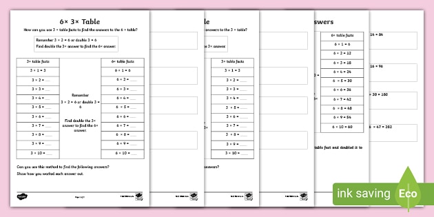 6x 3x Table Activity - Mathematics Resource for Children