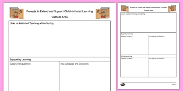 Outdoor Area Adult Support Prompt Sheet Template