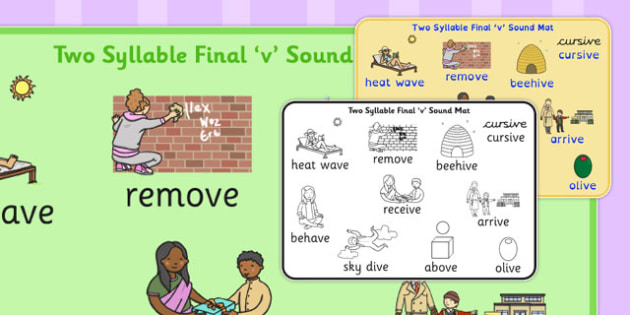 Two Syllable Final 'V' Sound Word Mat (teacher made)