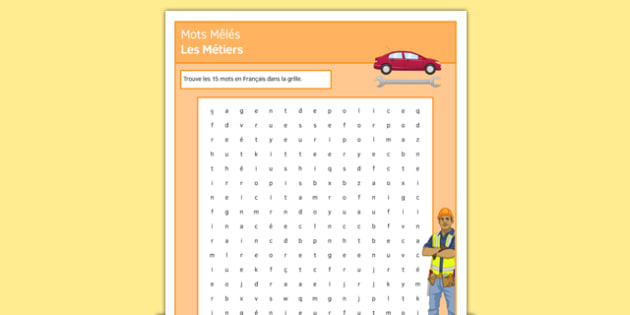 Mots Mêlés Les Métiers French (Hecho por educadores)