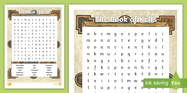 The Book of Kells Word Search (teacher made)