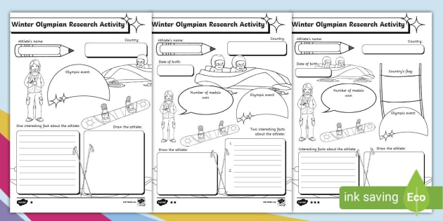 KS1 Winter Olympian Research Differentiated Worksheets