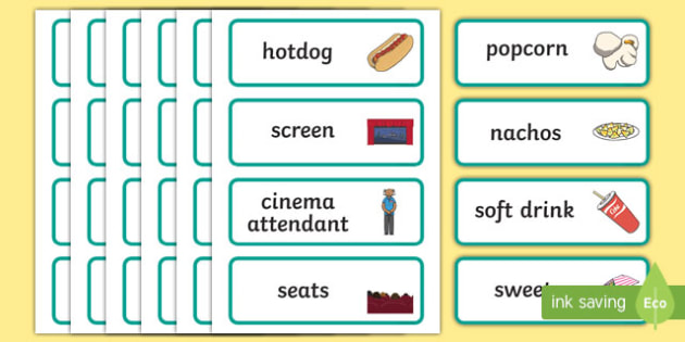 Cinema Role Play Word Cards (teacher made)