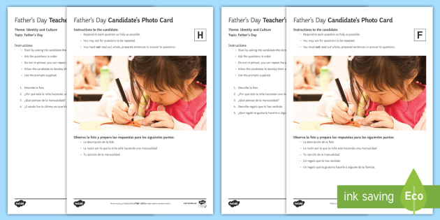 Differentiated Father's Day Photo Card Speaking Activity