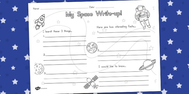 Space Write Up Worksheet (teacher made)
